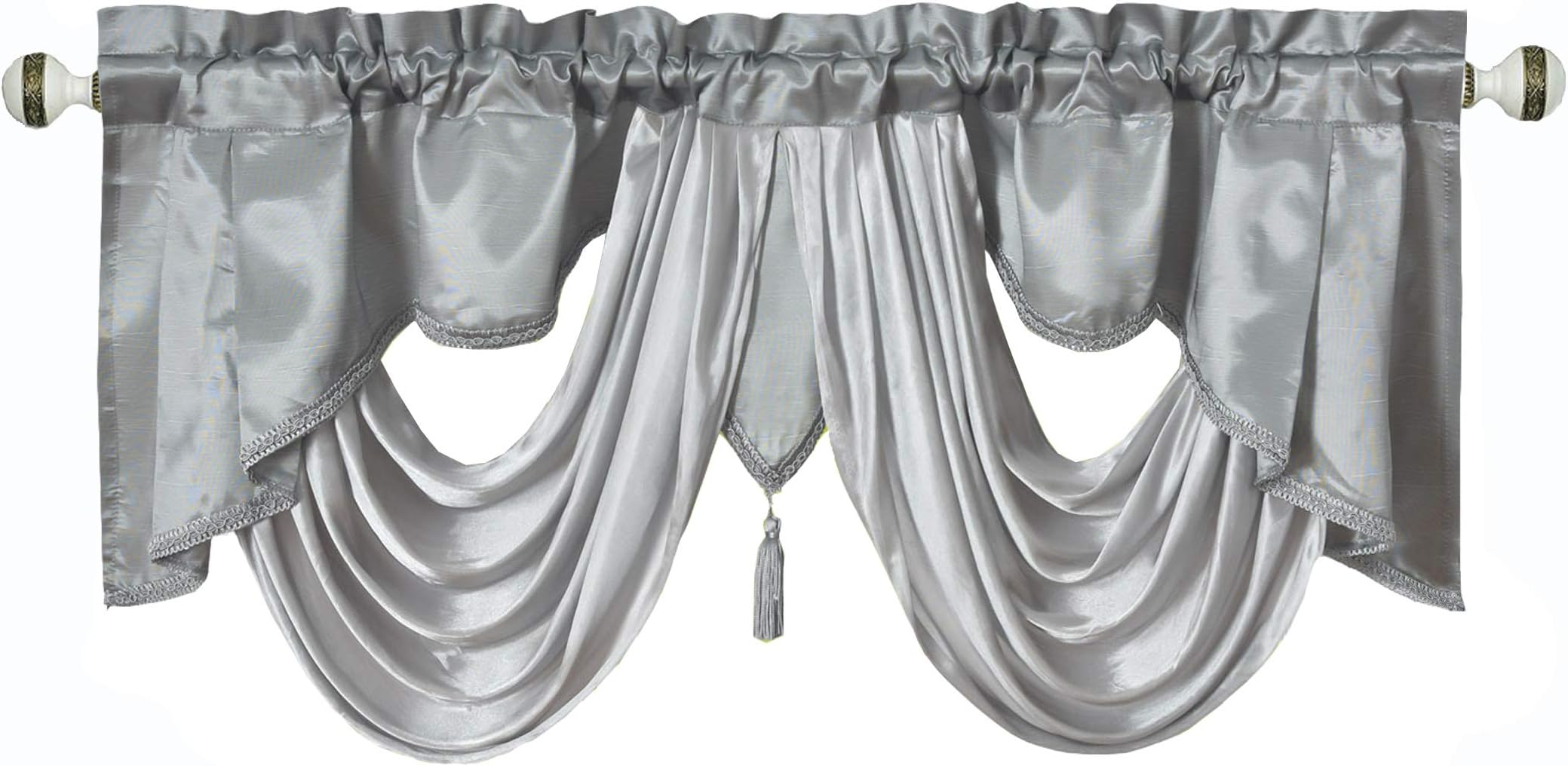 Amazon.com: GOHD Valarie Fancy Window Valance. 54 x 18. Taffeta Fabric ...