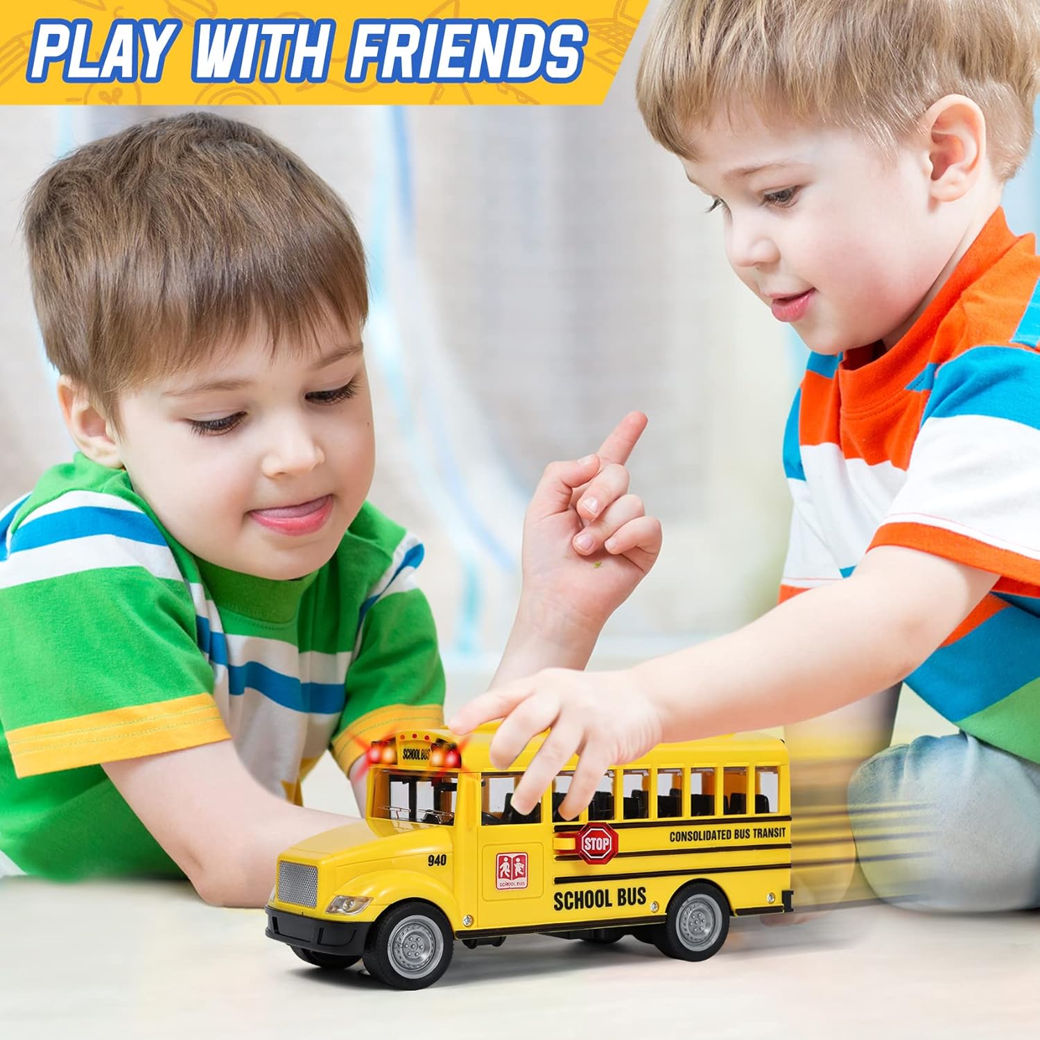 Buy Keruona School Bus Toy,Friction Powered Die Cast Vehicles with ...