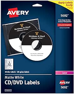 Avery CD Labels, Print to the Edge, Permanent Adhesive, 40 Disc Labels ...
