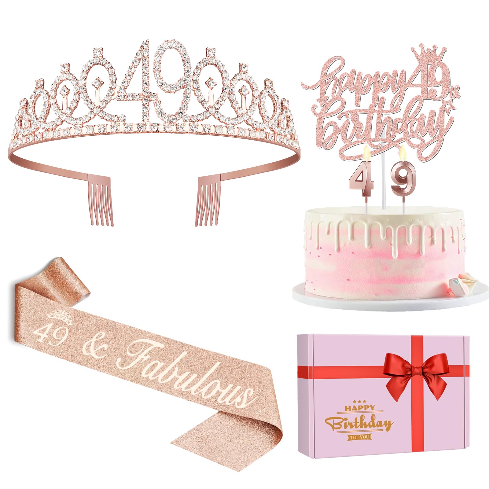 Amazon.com: 49 Birthday Decorations for Women Including Birthday Sash ...