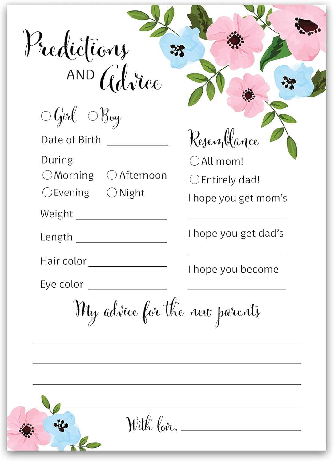 Amazon.com : GENDER REVEAL Prediction and Advice Cards - Pack of 25 ...