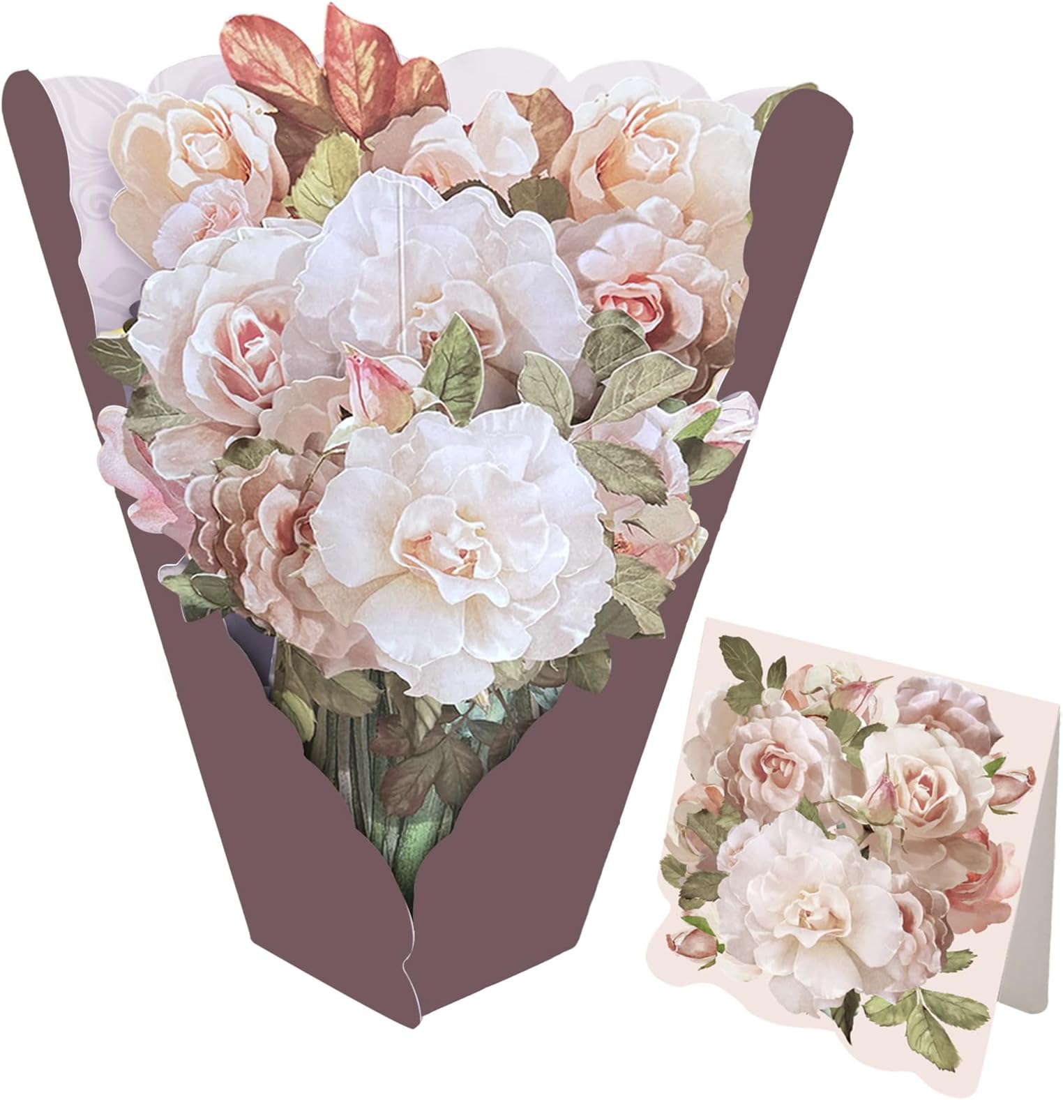 Amazon.com : Gcardist Pop Up Cards,White Rambler Bouquet Greeting Cards ...