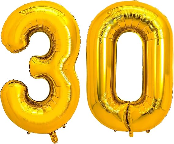 Amazon.com: PIGETALE 40 Inch Large 30 Balloon Numbers Gold Big Giant ...