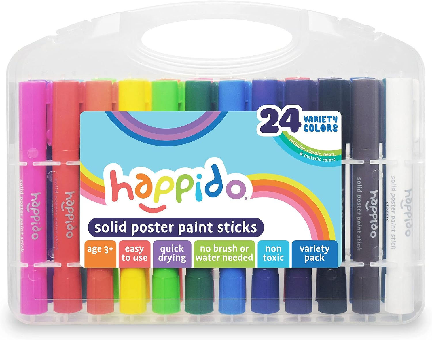 Amazon.com: Happido Solid Poster Paint Sticks, Set of 24 - Non-Toxic ...