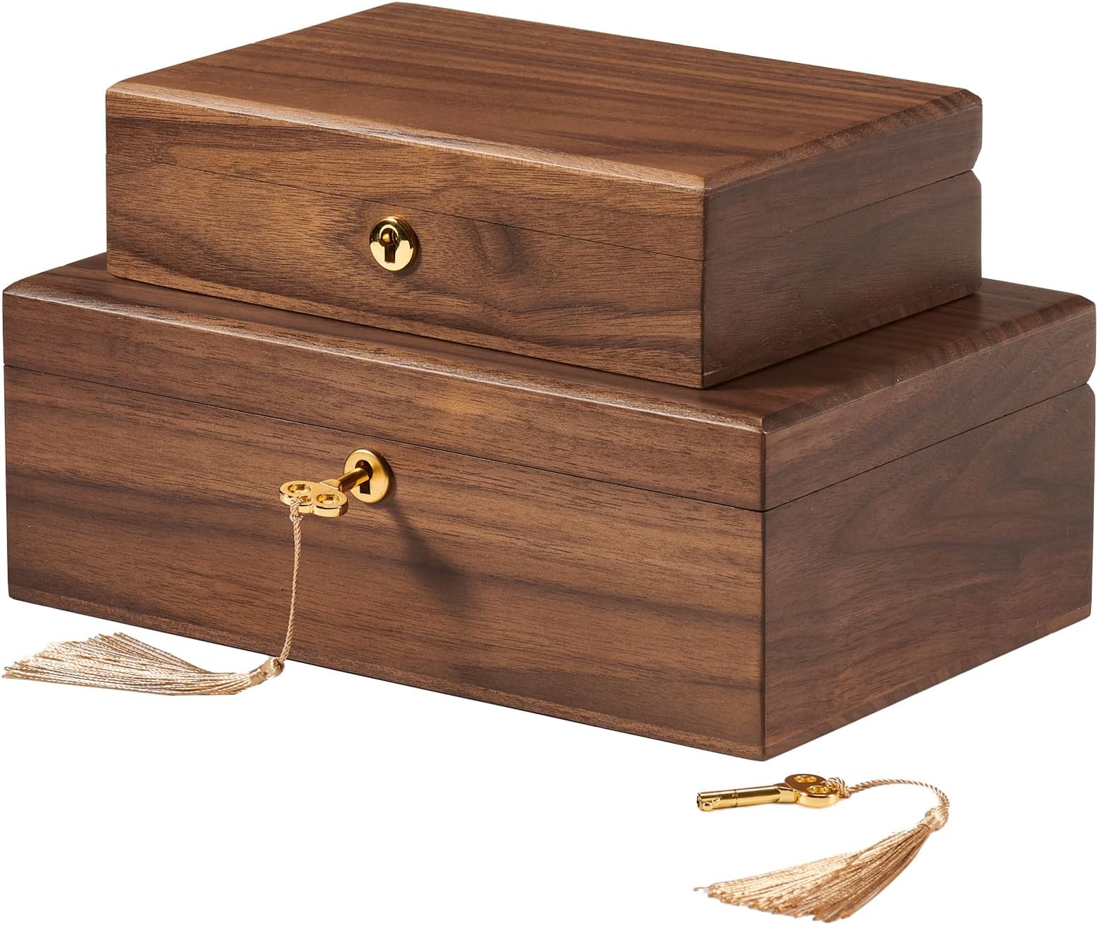 Amazon.com: LUSH & STYLE Wood Box, Keepsake Box With Hinged lid and ...