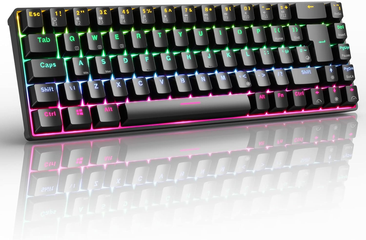 RK ROYAL KLUDGE RK68 UK Layout RGB 65% Hot-Swappable Wireless ...