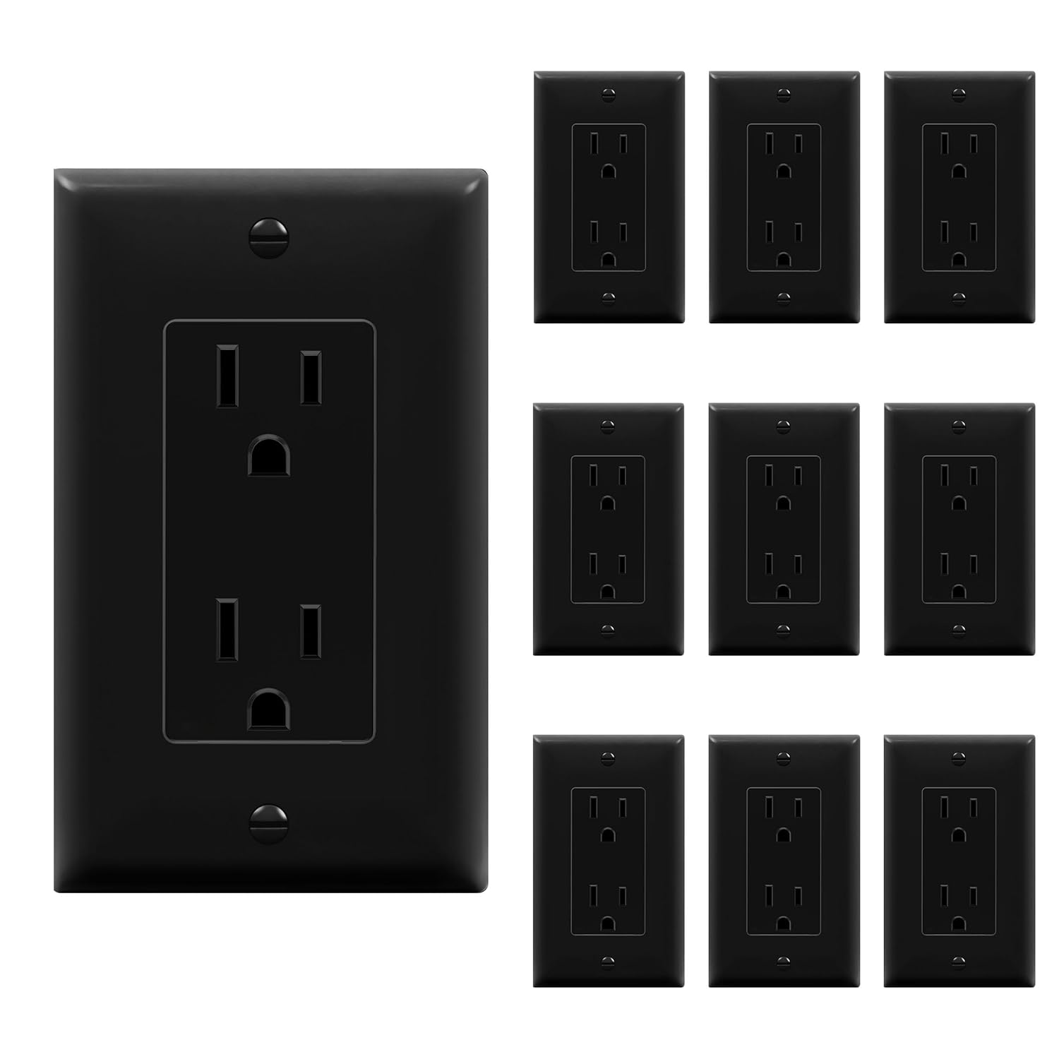ENERLITES Decorator Receptacle Outlet with Wall Plate, Residential ...