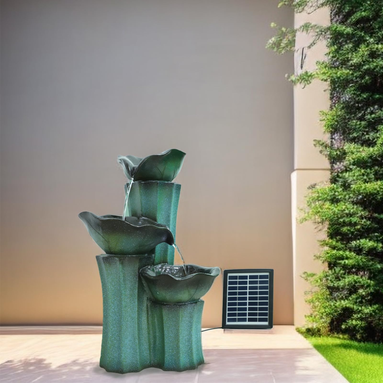 Amazon.com: ZMG 3 Tiered Solar Powered Water Fountain with LED Lights ...