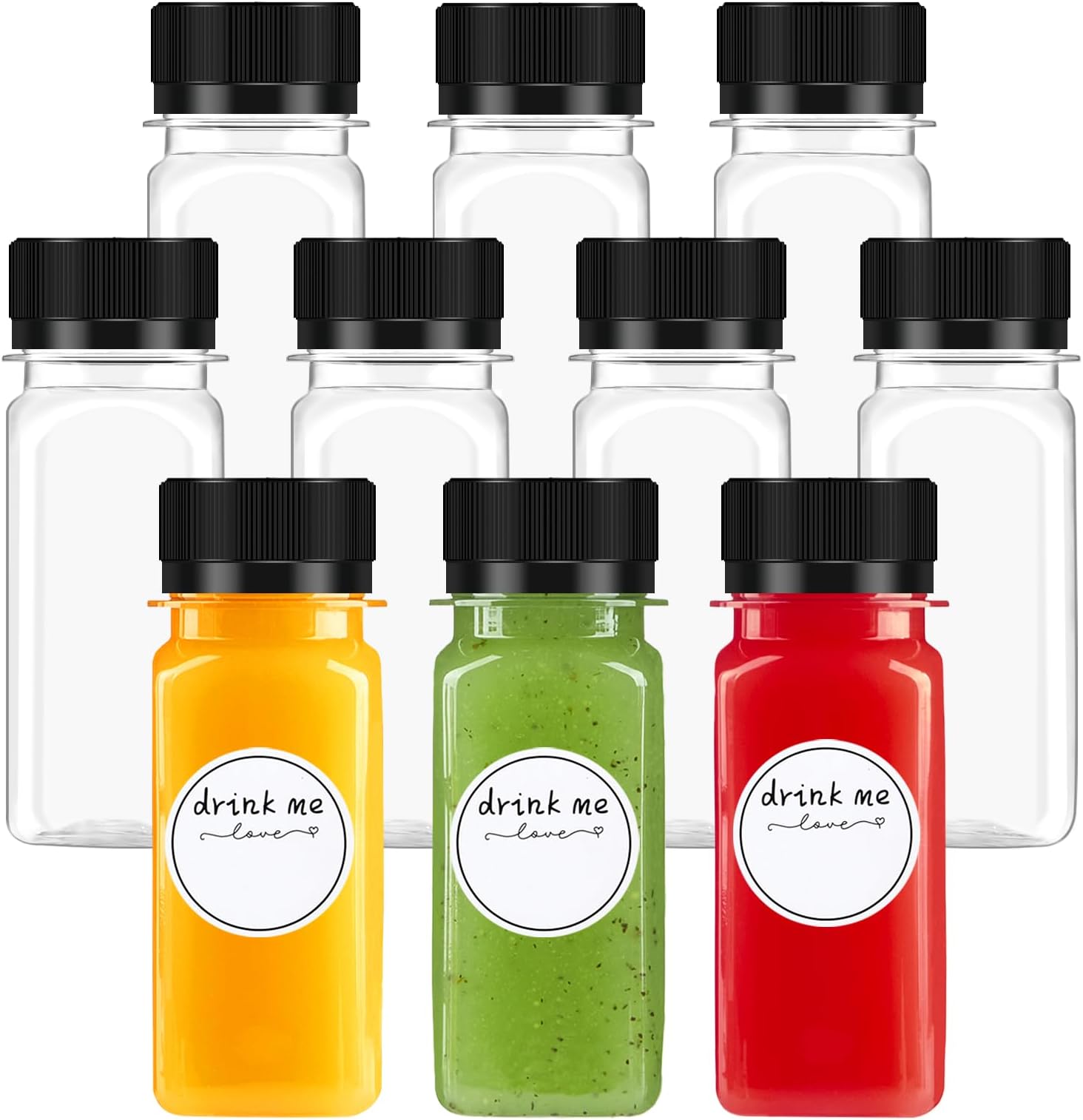 Amazon.com: QUNLINEE 24 Pack 8oz Clear Plastic Juice Bottles with Caps ...