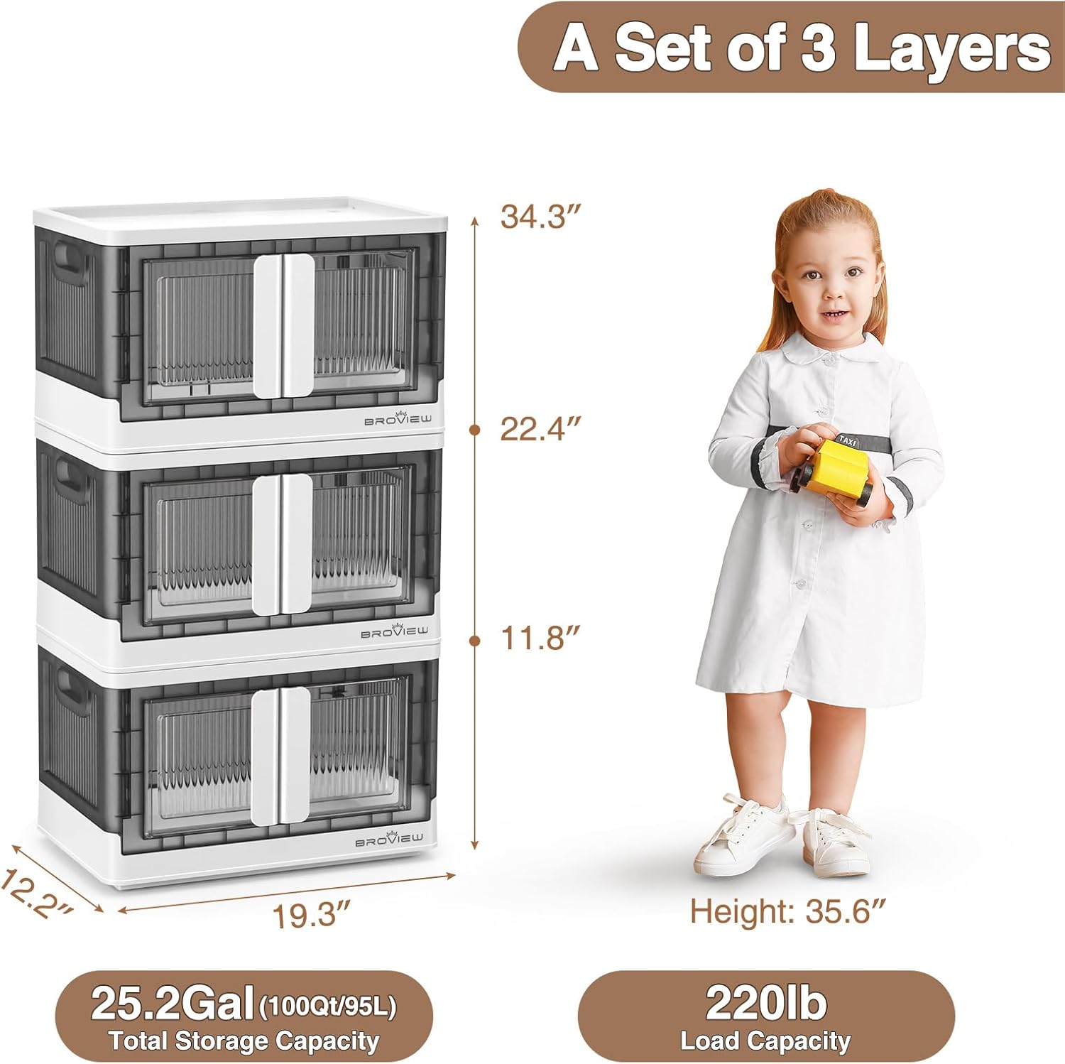 BROVIEW V6 – Contenedores de almacenamiento plegables con tapas, 8.4 ...