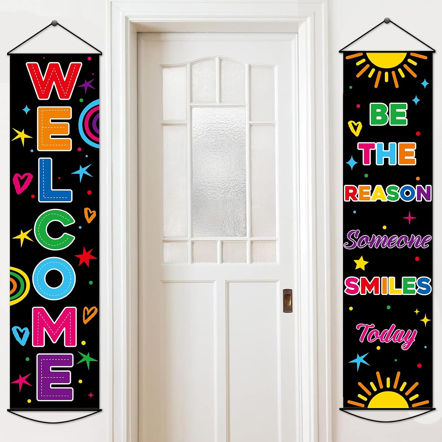 Amazon.com: 2 PCS Colorful Welcome Banner for Classroom Door ...