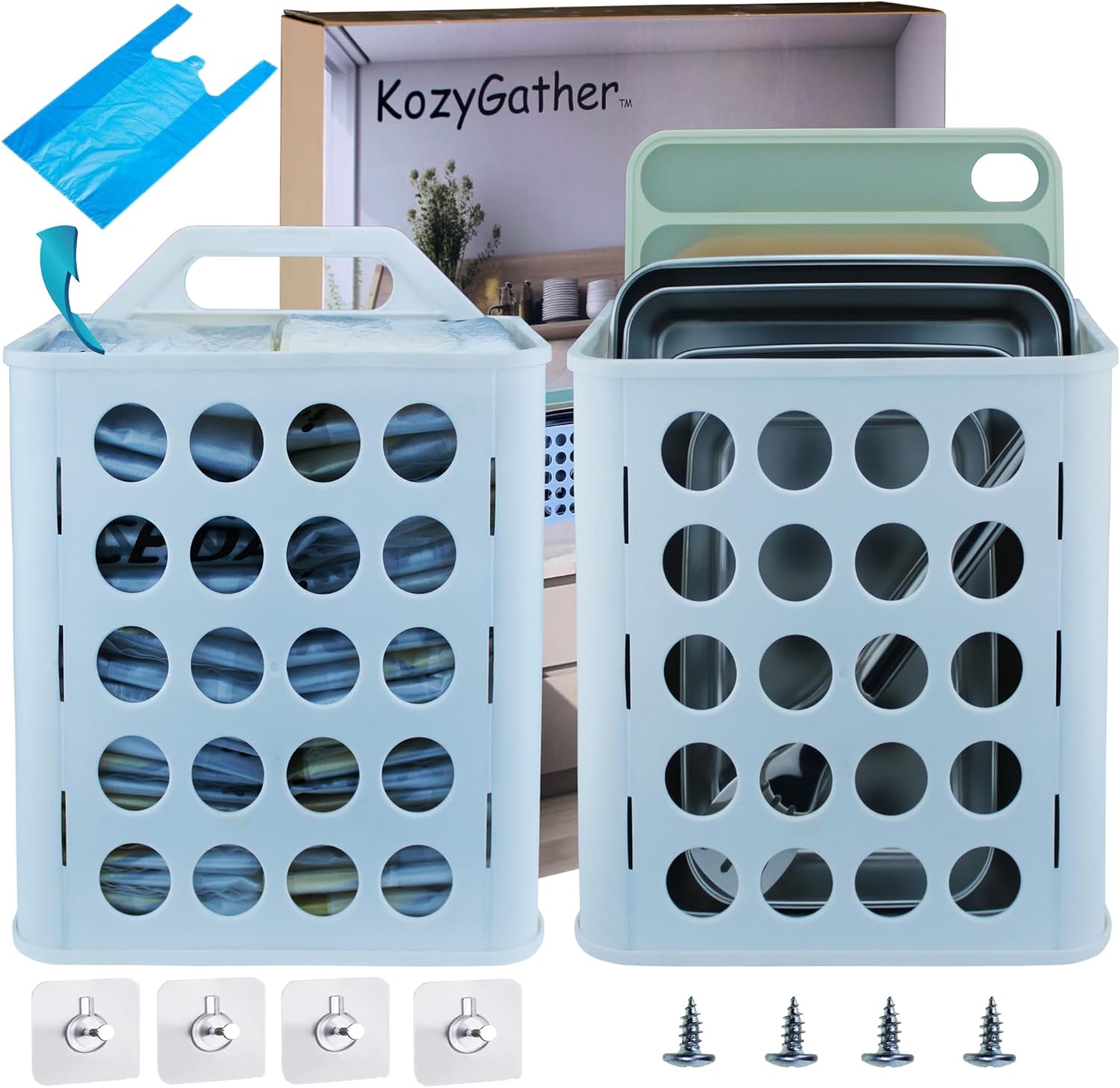 Amazon.com: KozyGather Plastic Bag Holder (2sets/pack) Grocery Bag ...