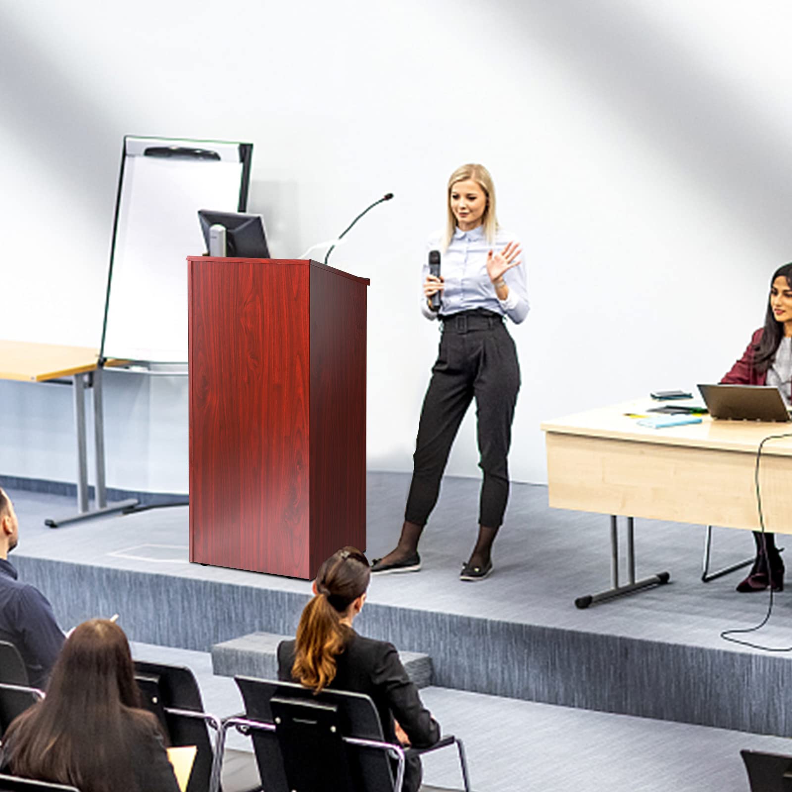 VEVOR Podium Stand 47‘’ Hostess Stand with 4 Rolling Wheels Pulpits for ...