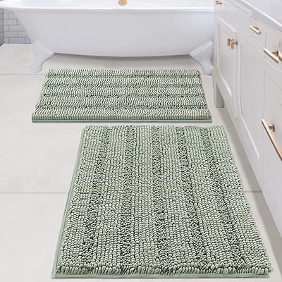 Amazon.com: H.VERONNEX Luxury Chenille Taupe Bathroom Rugs Sets 2 Piece ...