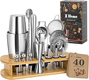 Amazon.com: X Home Bartender Kit with Stand, 23-Piece Cocktail Shaker Set for Pros and ...