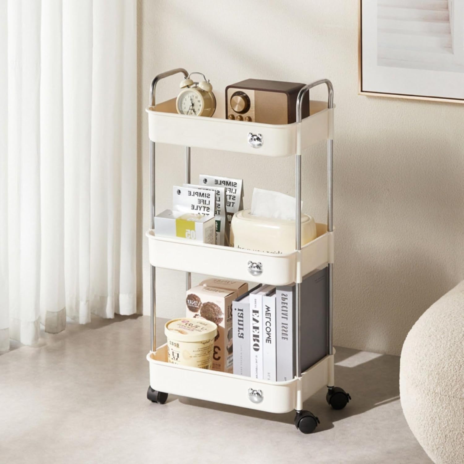Amazon.co.jp: Trolley, Shelf, Kitchen Wagon, Slim, Gap Storage, Wagon ...