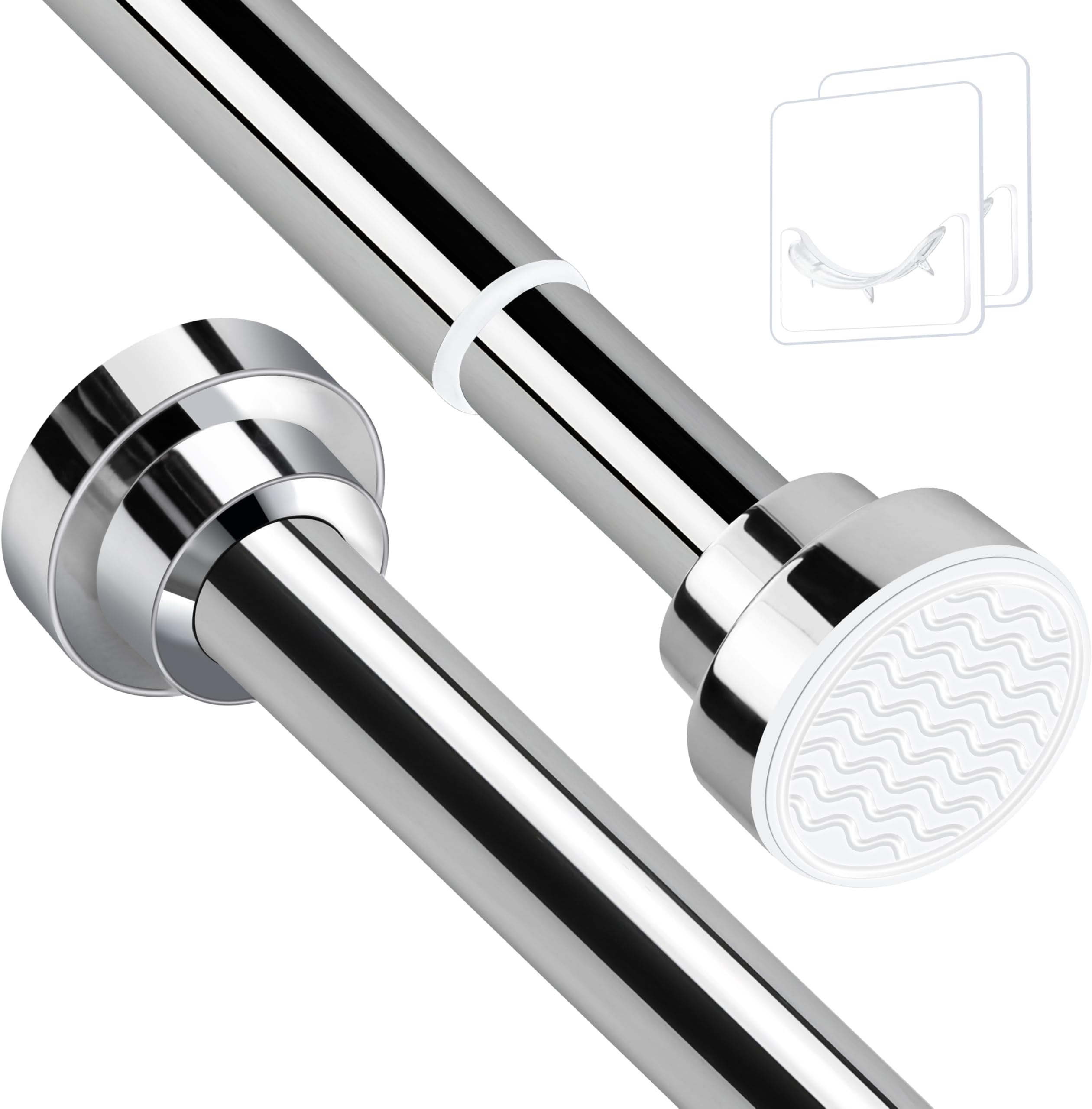 iDesign Shower Curtain Rail, Medium Expandable Tension Rod with Natural ...