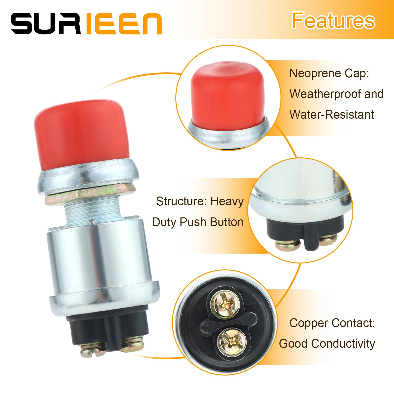 Snapklik.com : SURIEEN Engine Start Push Button Momentary 12V And 24V Waterproof Switch Push ...