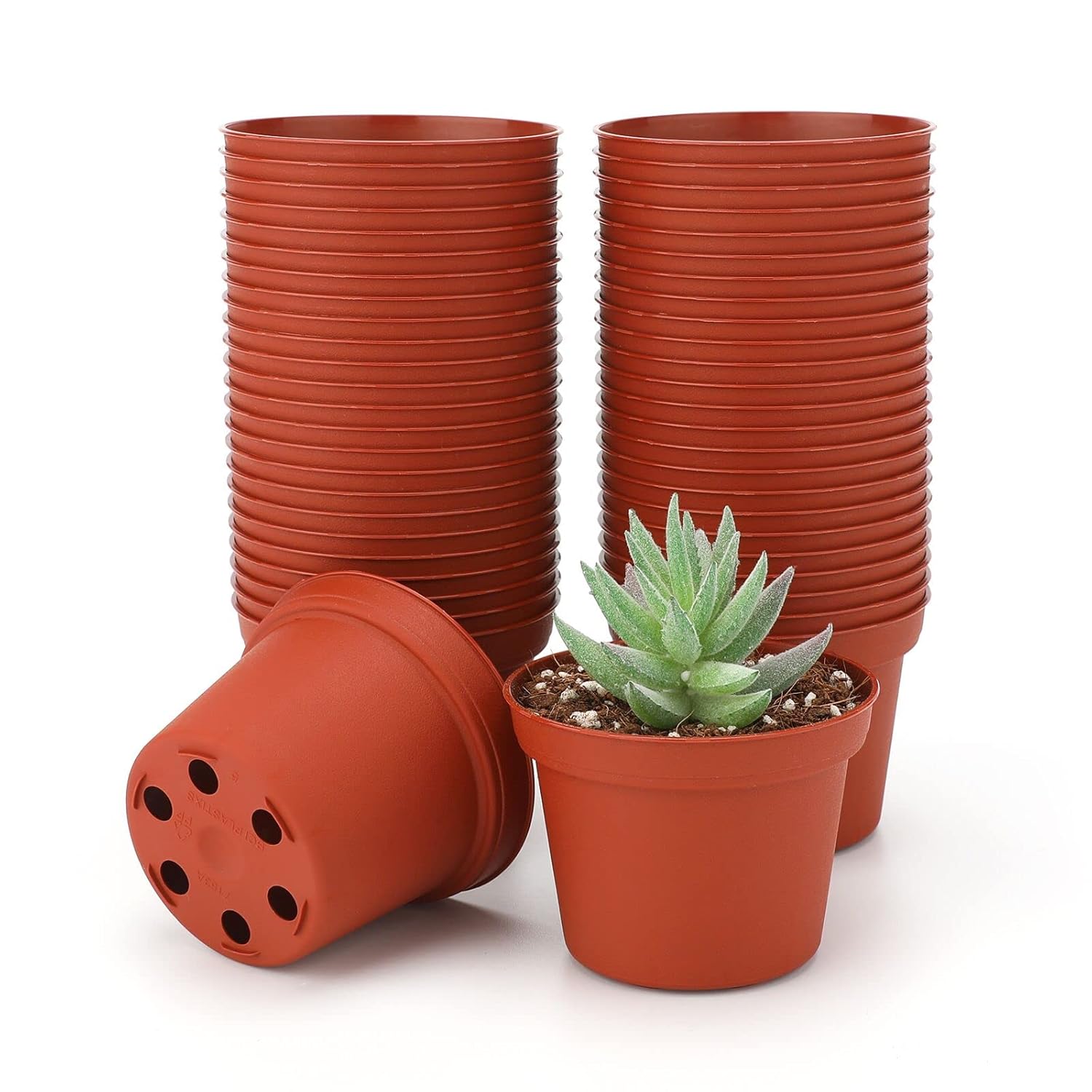 KINGLAKE GARDEN Small Terracotta Plastic Pots,50 Packs 3 Inch Small ...