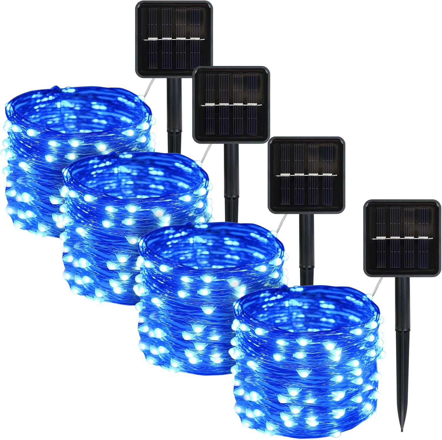 JeeYee 4 Pack Solar Powered Twinkle Lights String Each 33FT 100 LED ...