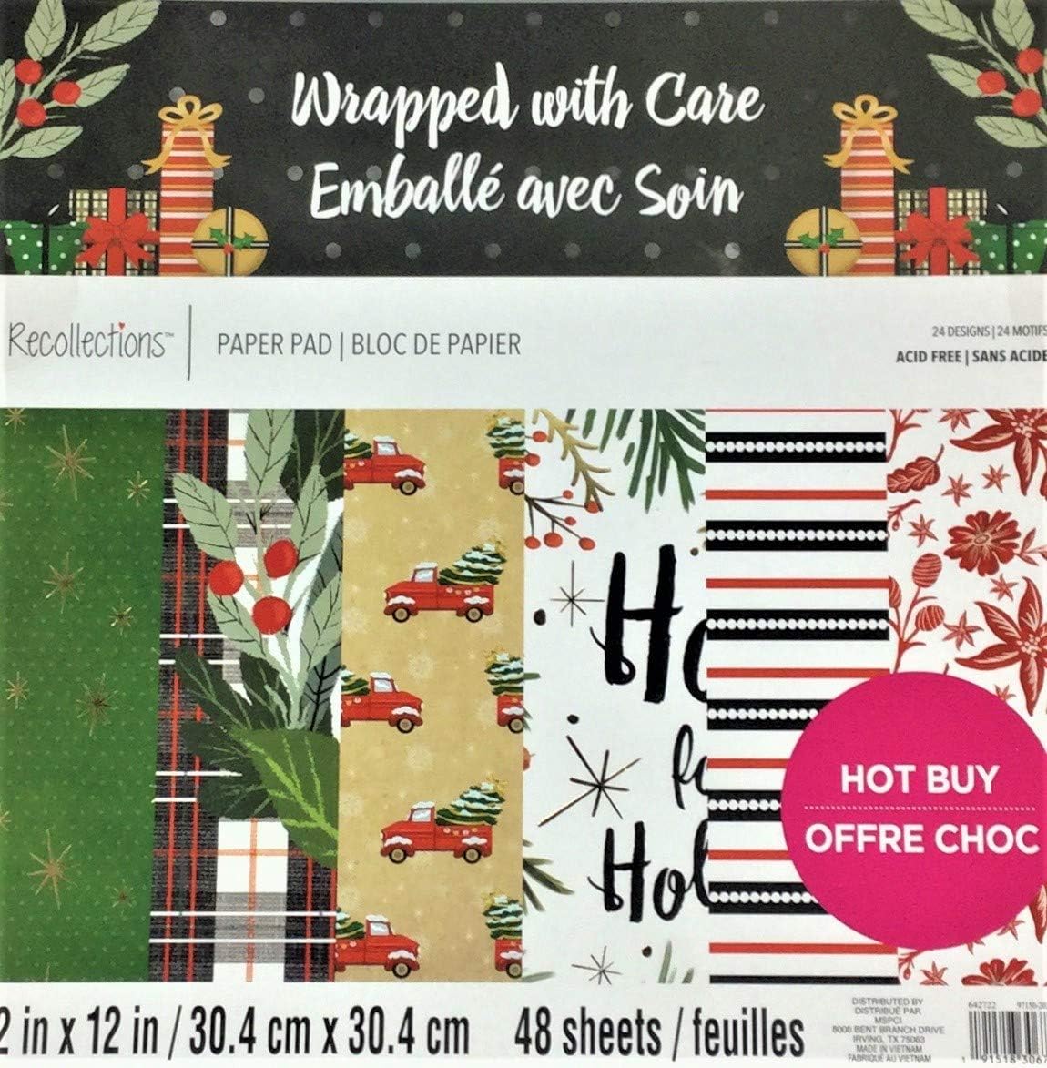 Amazon.com: "Wrapped with Care" 12" x 12" Card Stock Paper Pad by ...