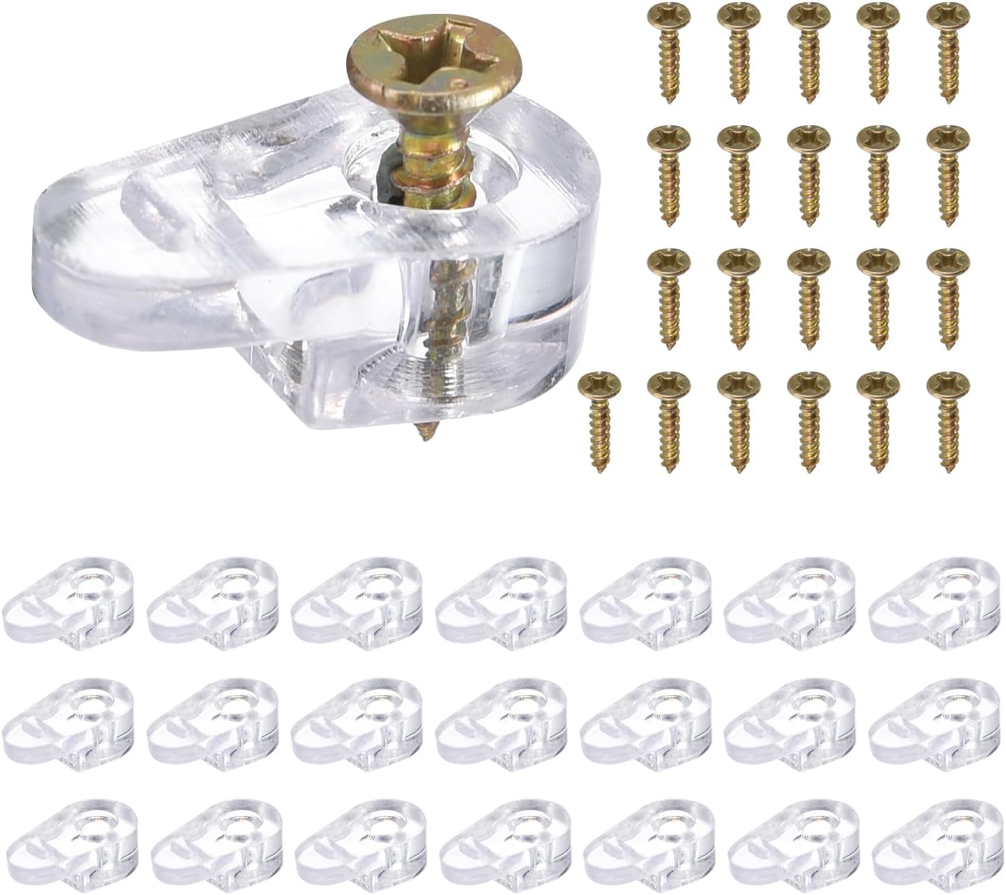 uxcell 60Set Glass Retainer Clips Kit, 20mm Plastic Glass Cabinet Clips ...