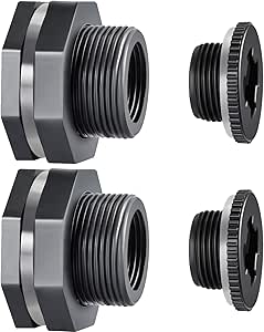 Outus 2 Pieces PVC Bulkhead Fitting with Plugs for Rain Barrels ...