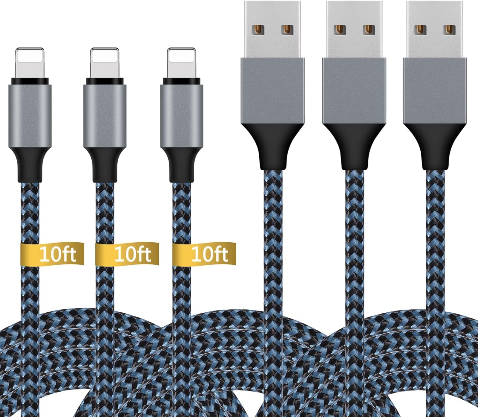 Aioneus iPhone Charger Cable 3M 3Pack Apple MFi Certified USB A to ...