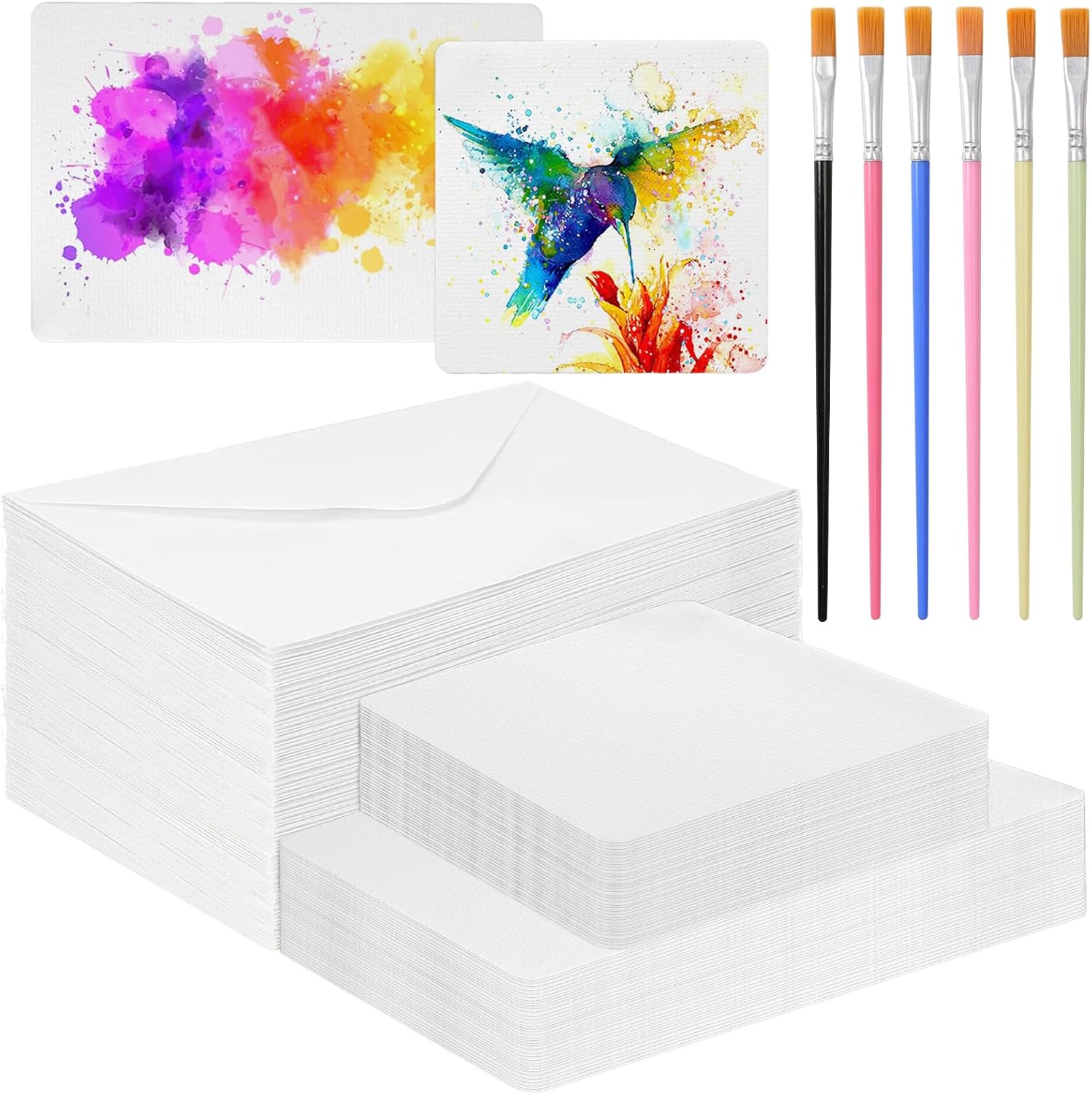 Amazon.com: 100 Sets Watercolor Paper with Envelope,140lb/300gsm ...