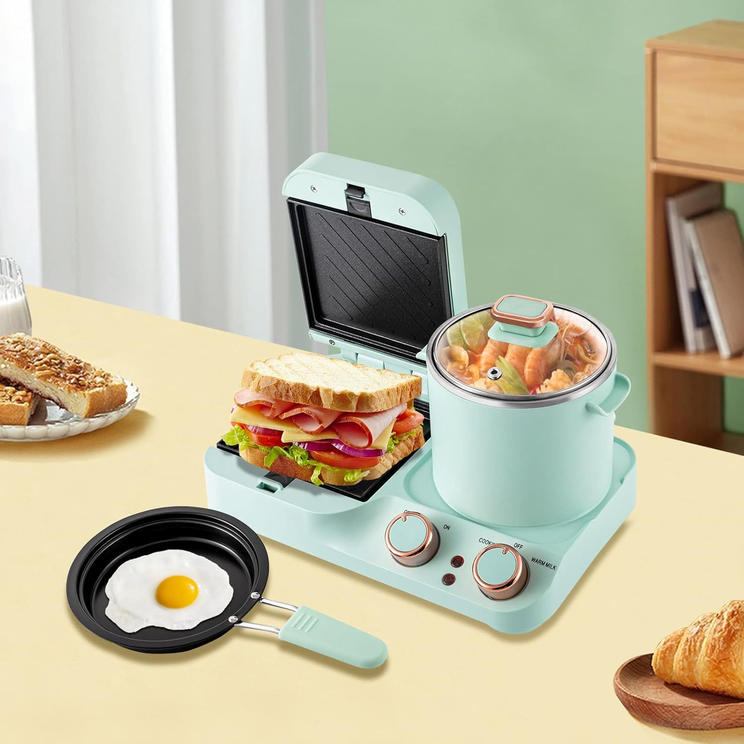 Amazon.com: 3 in 1 Breakfast Station, Electric Retro Breakfast Machine ...