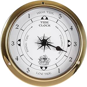 4.5In Brass Tide Clock, Tide Clocks for East Coast High Tide Low Tide ...