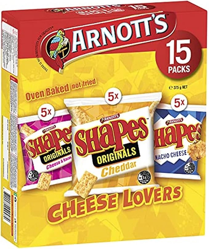 Arnott's Shapes Cheeselovers Variety Multipack 15 Pack 375g : Amazon ...
