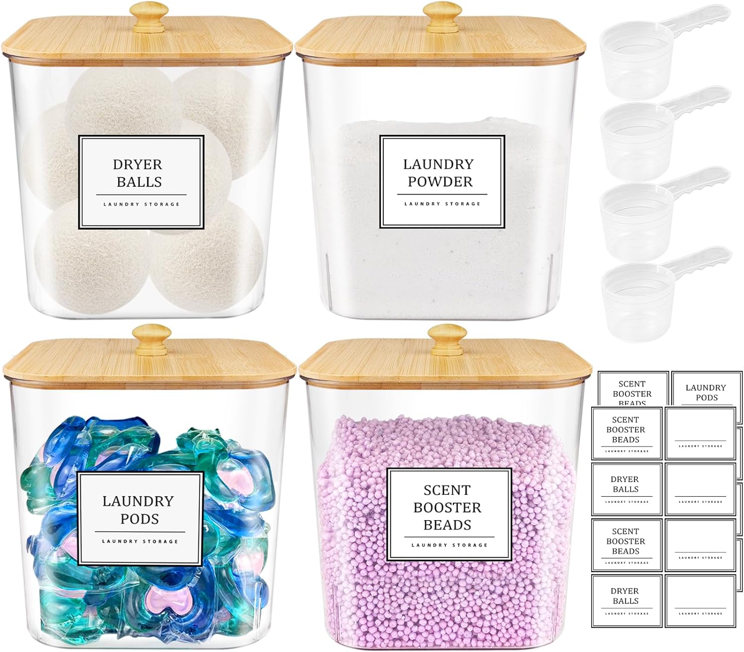 Amazon.com: 4 Pack Laundry Pods Storage, Clear Detergent Powder ...