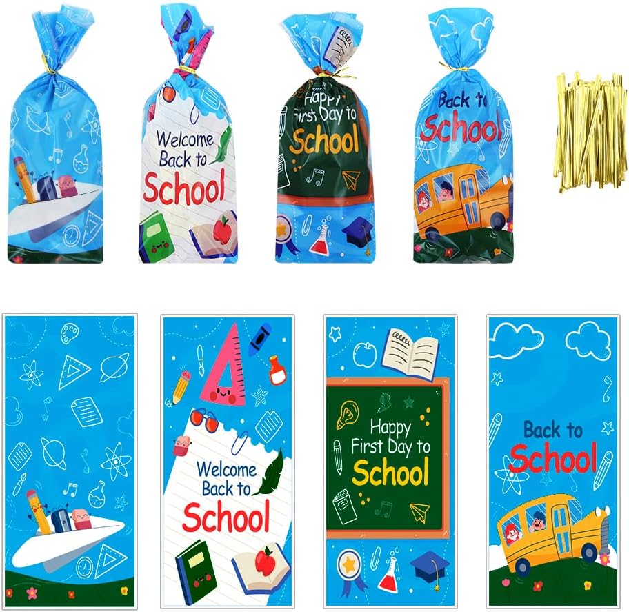 Back to School Gift Bags with Twist Ties,100 Pcs First Day of School ...