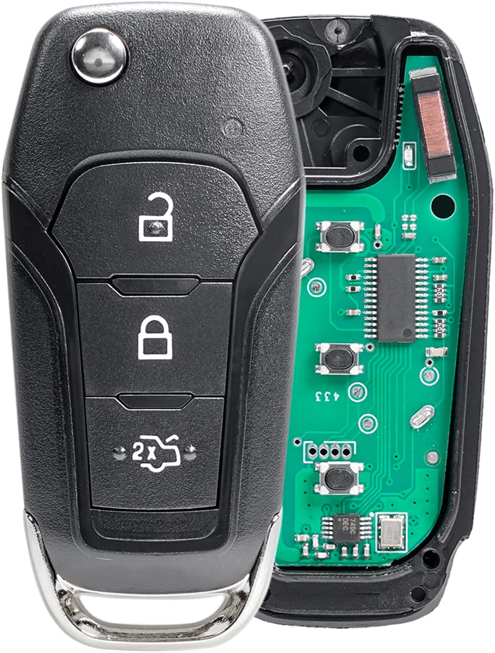 433MHZ 3 Buttons Flip Car Key Fob For Ford Fiesta Focus Fusion Edge ...