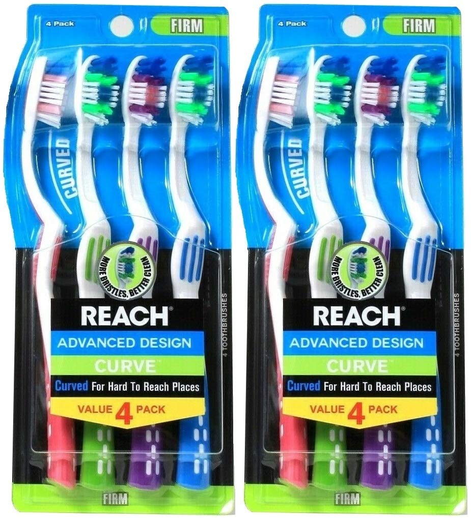 Reach Advanced Design Curve Firm Toothbrushes, 4 Count (Pack of 2 ...