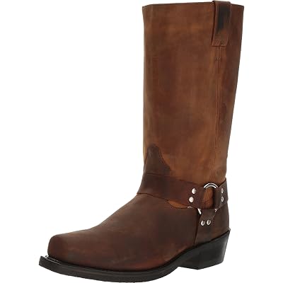 Old West Boots Men's Harness Western Boot, Brown Distressed, 12 Wide