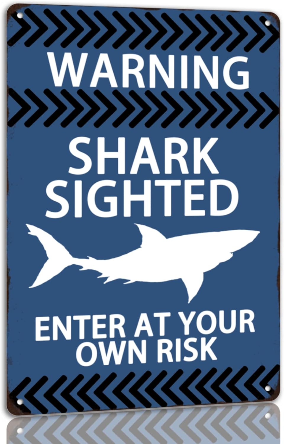 Amazon.com : Shark Sighted Enter At Your Own Risk Metal Sign Shark Tin ...