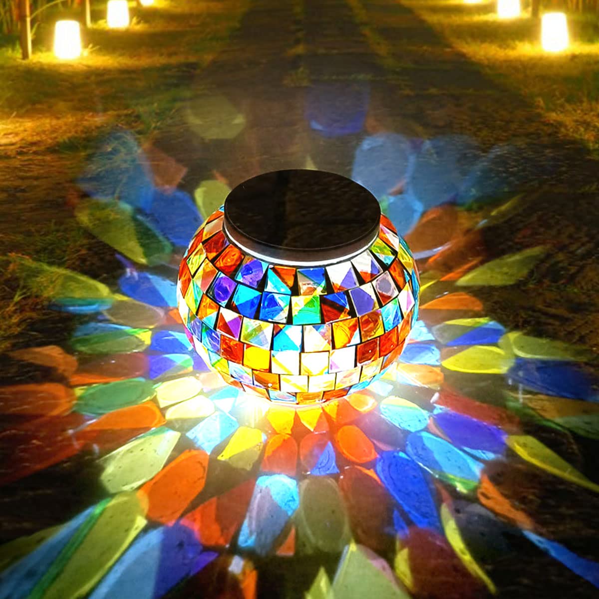 Mosaic Solar Path Lights Solar Powered Garden LED Light Lantern Mosaic