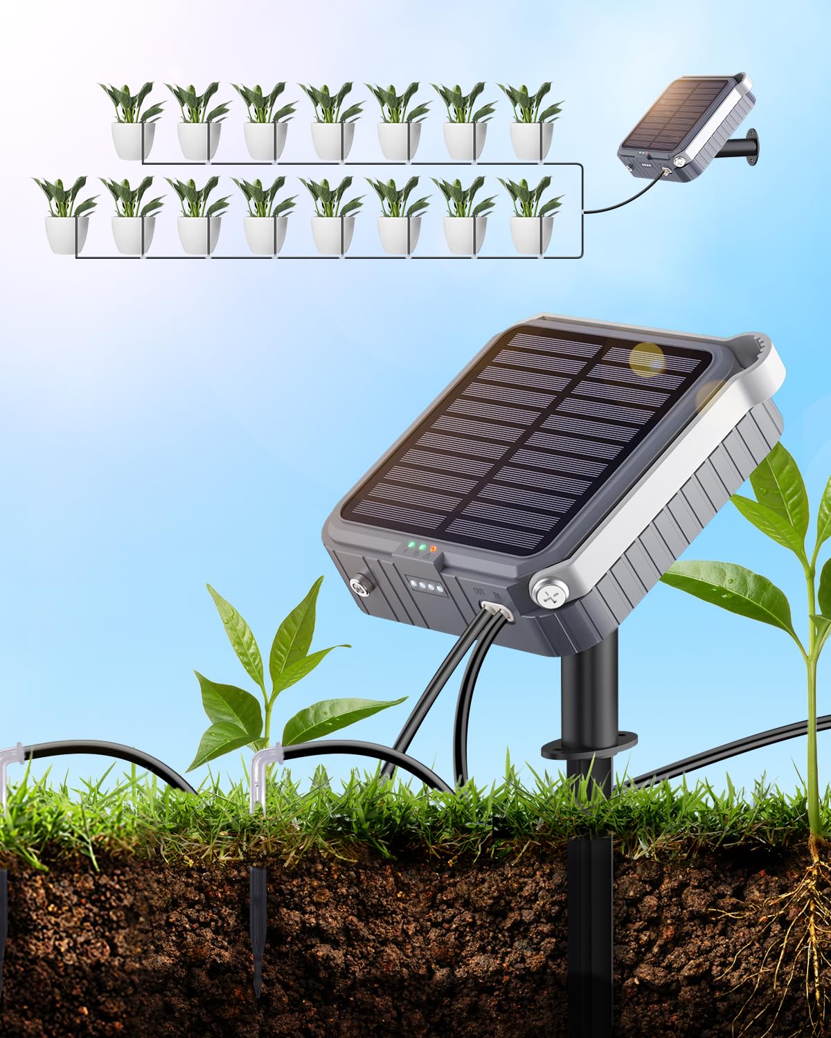 Amazon.com : Solar Automatic Drip Irrigation System, Harness Sunshine ...