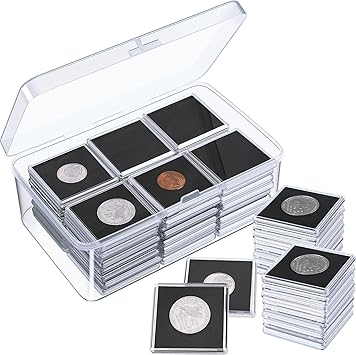 Vicenpal 50 Pcs Silver Dollar Coin Holder Clear Coin Capsules with Foam ...