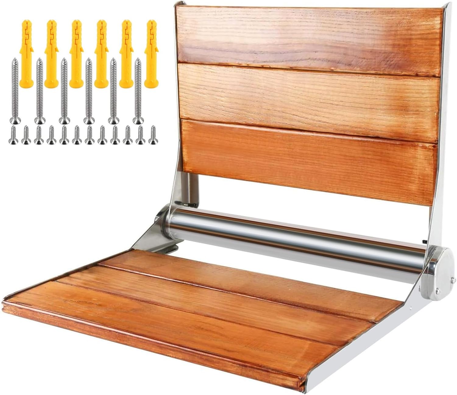 Amazon.com: HYDDNice Solid Wood Wall Mounted Folding Shower Seat with ...