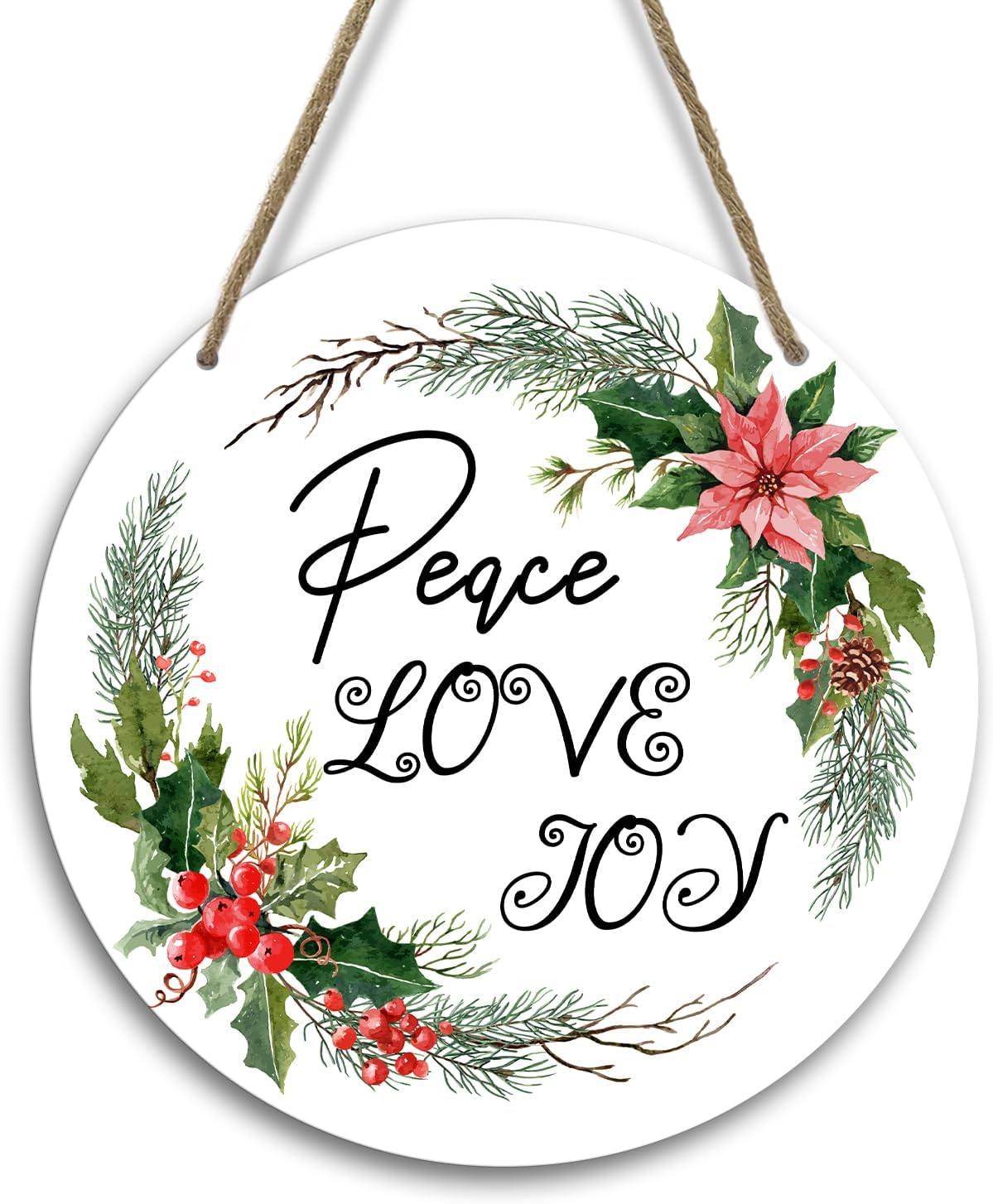 Amazon.com : Christmas Hanging Door Wall Decor Wooden Plaque, Peace ...