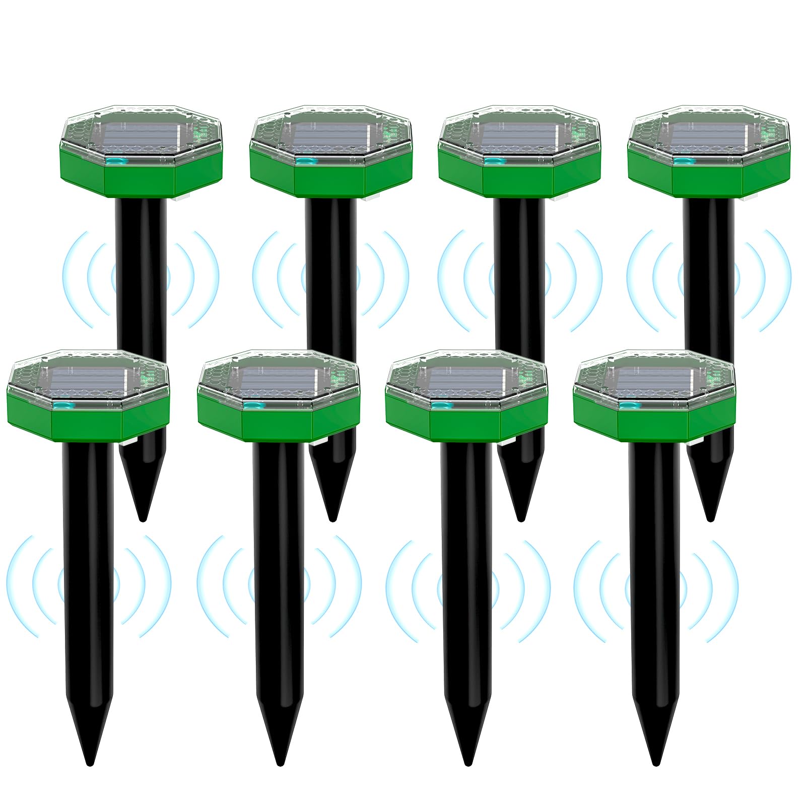 Solar Mole Repellent Ultrasonic 8 Pack, Safe Solution for Mole Control ...