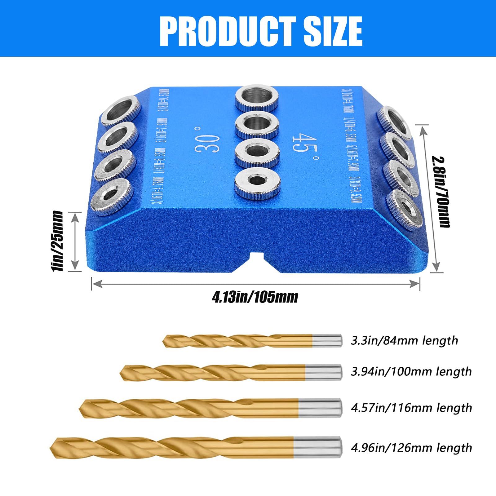 Snapklik.com : Drill Guide Jig, 4 Bits For Straight And 30 45 90 Degree ...