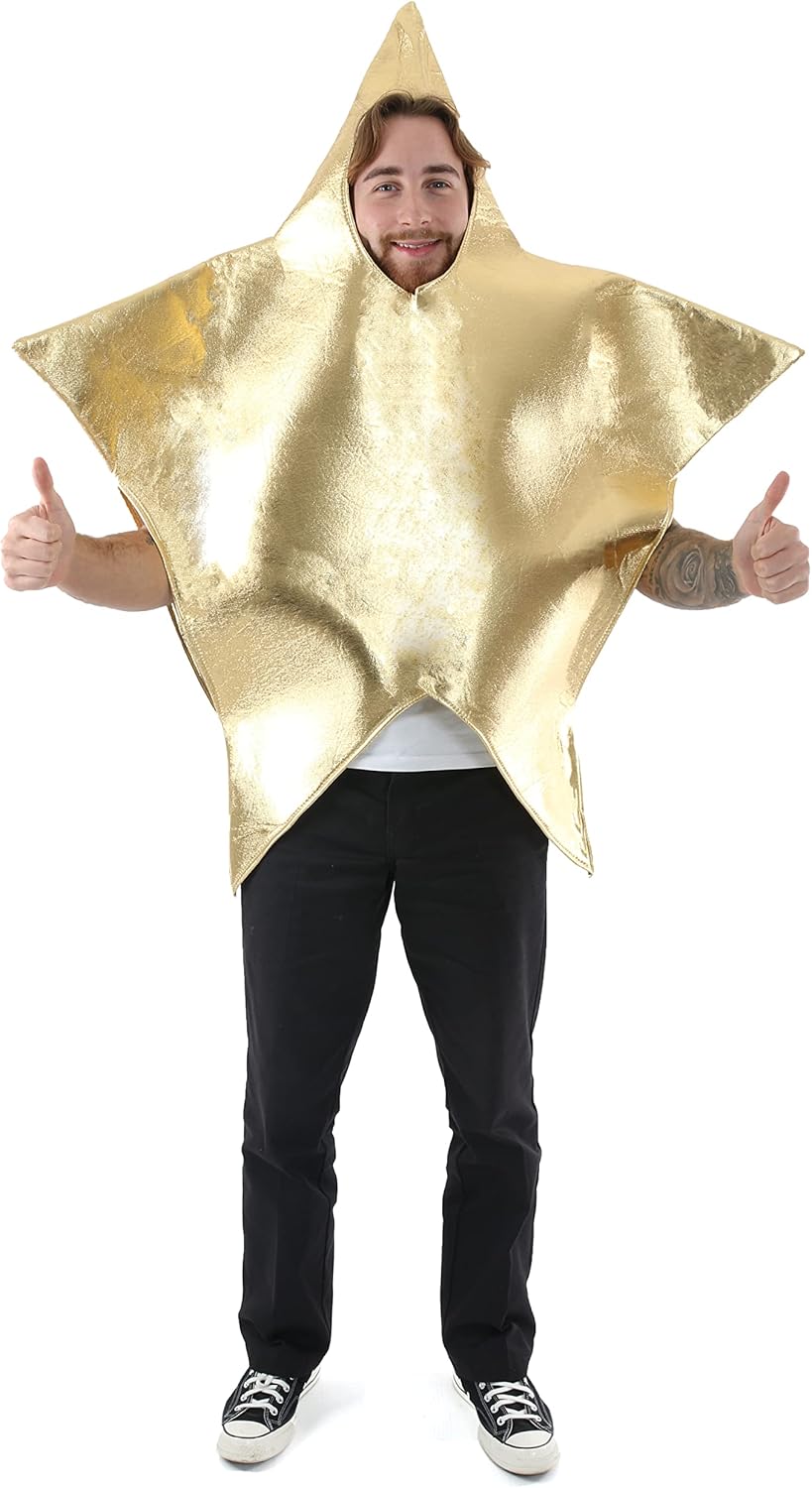 Adults Star Christmas Costume - Large Gold Star Costume with Face and ...