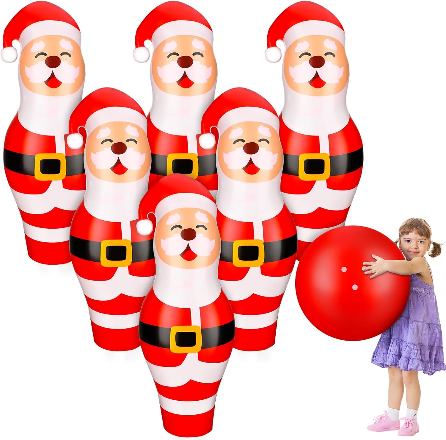 Amazon.com: Wettarn 7 Pcs 27 Inch Giant Christmas Inflatable Bowling ...