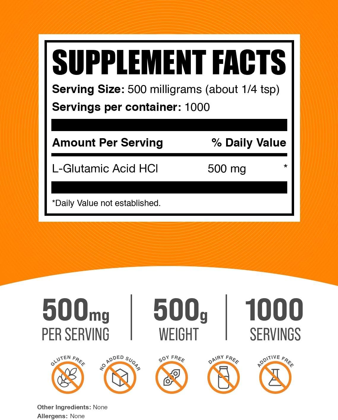 BulkSupplements.com L-Glutamic Acid HCl Powder - Amino Acid Supplement ...