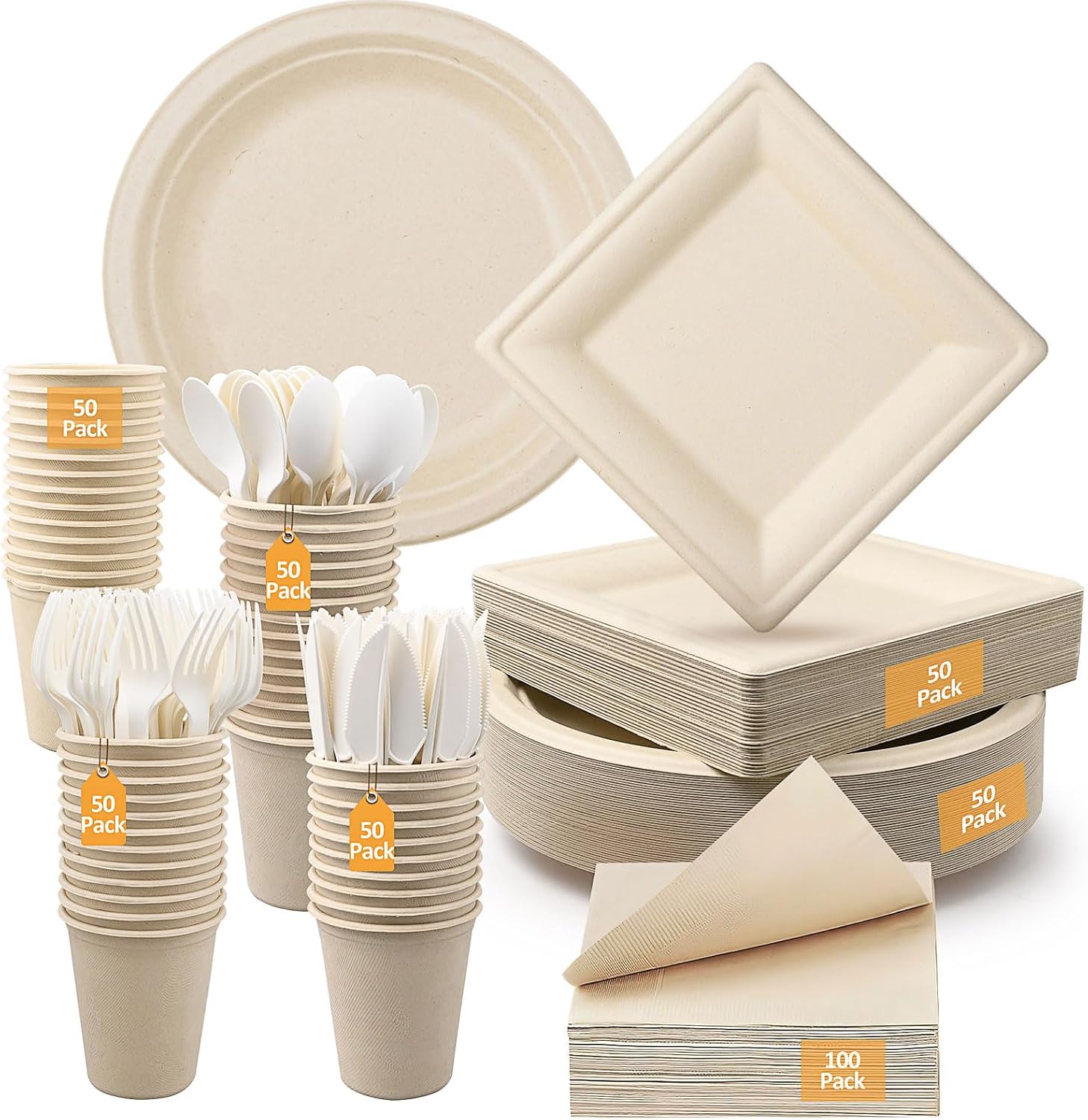 400 Pcs Compostable Paper Plates Set Large Plates Heavy Duty 400-pcs-compostable-paper-plates-set-large-plates-heavy-duty
