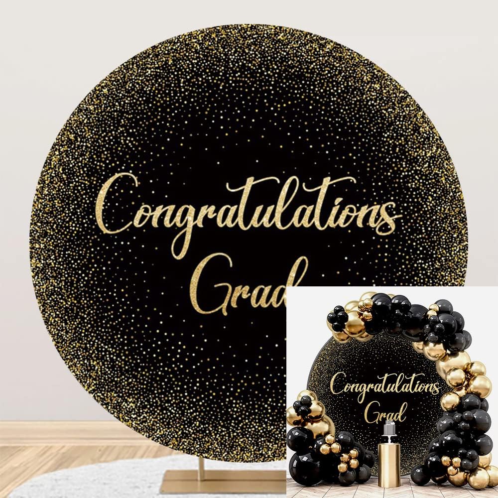 Amazon.com : OERJU 7.5x7.5ft Graduation Round Backdrop Cover Congrats ...